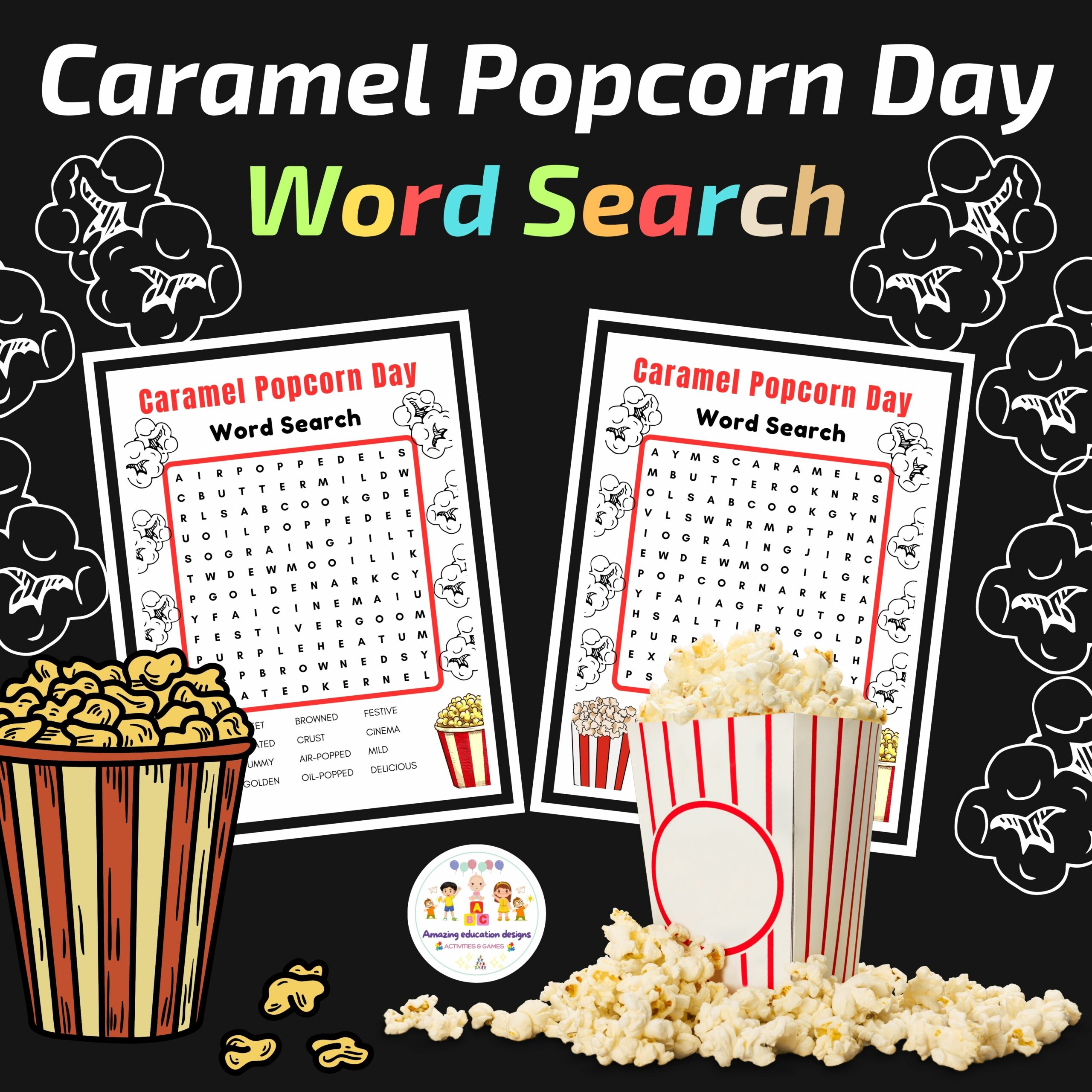Caramel Popcorn Day Word Search /Worksheet | Made By Teachers
