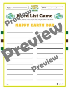 Earth Day Words List Game | Environmental Activities for Adults & Kids ...