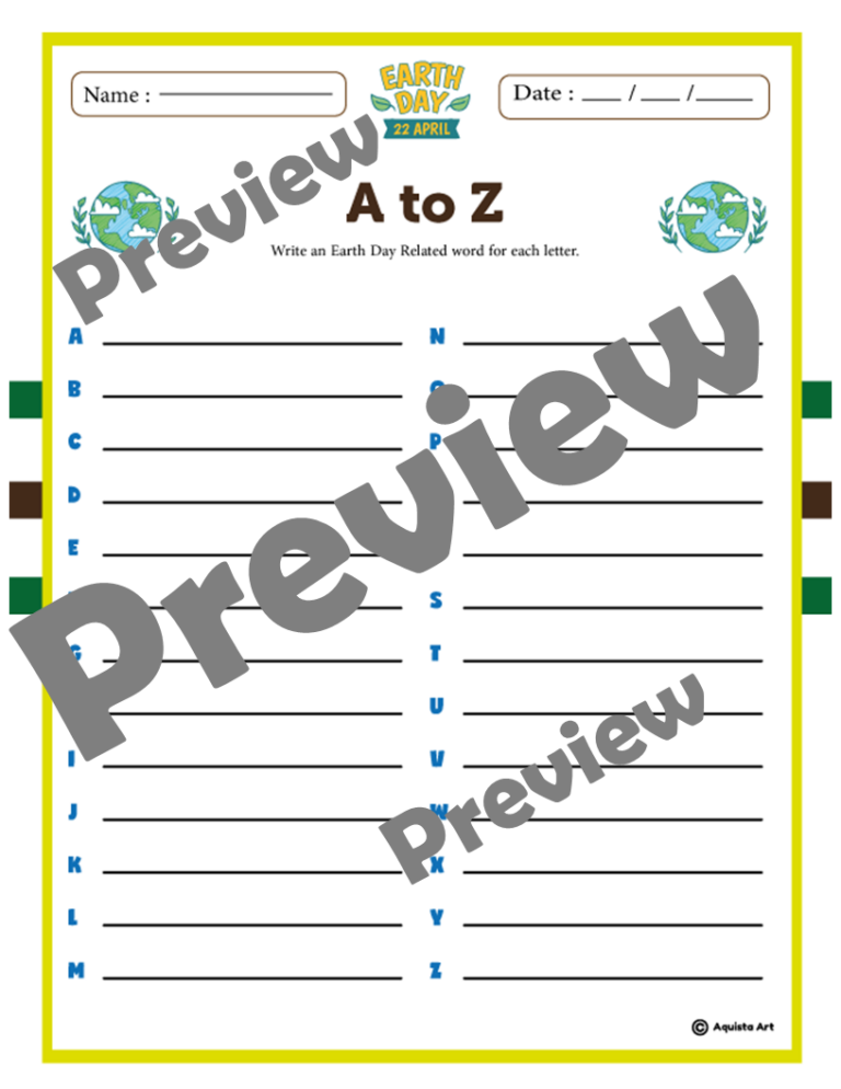 Earth Day A - Z Alphabet Game | Fun Printable to Celebrate Earth Day ...