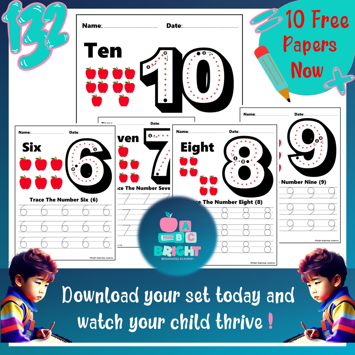 Learn to Write Numbers 1-10 | Printable Tracing Worksheets for Number ...
