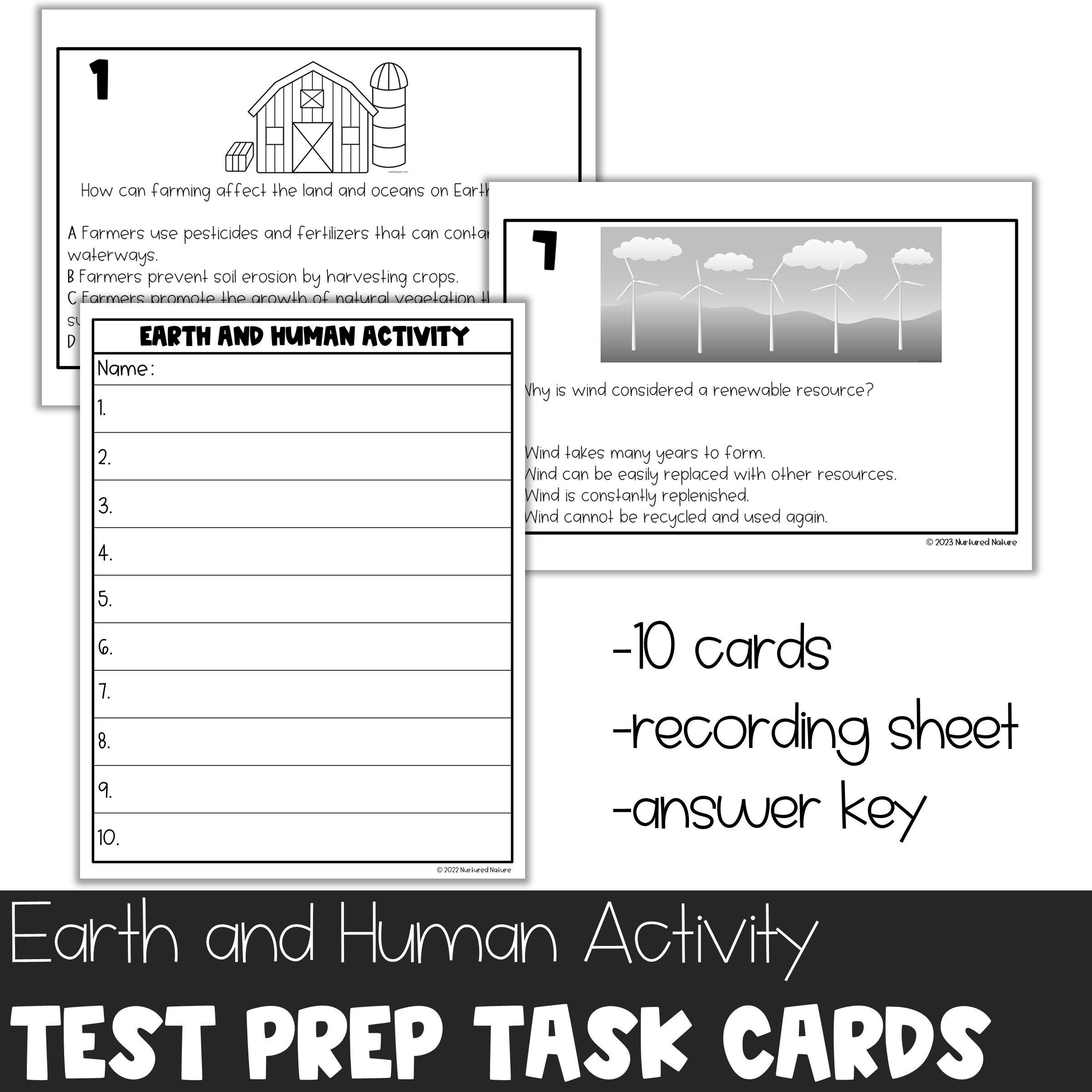 Earth and Human Activity Science Test Prep Task Cards 4.ESS3 - TNReady ...
