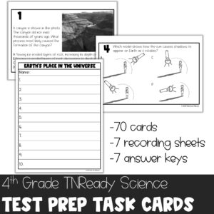 4th Grade Test Prep Task Cards - Life Earth Physical Science - TNReady ...