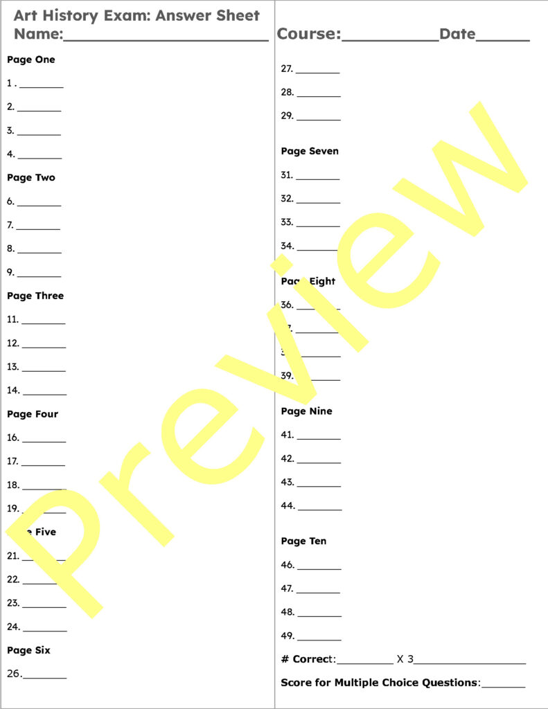 Art History Exam Prehistory to the Renaissance: for High School (Grades ...