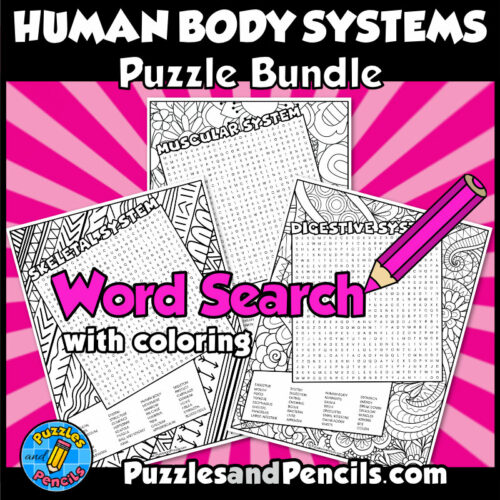 Human Body Systems Word Search Puzzle BUNDLE | 10 Wordsearch Puzzles ...