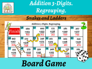 Addition 3 - Digits with Regrouping Snakes and Ladders Dice Games ...