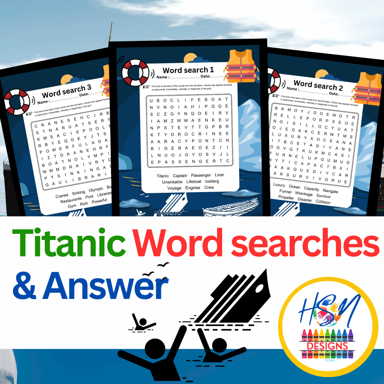 Titanic Word Searches and answers - Worksheet and Printable Vocabulary ...