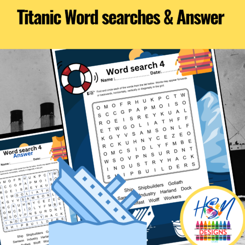 Titanic Word Searches and answers - Worksheet and Printable Vocabulary ...