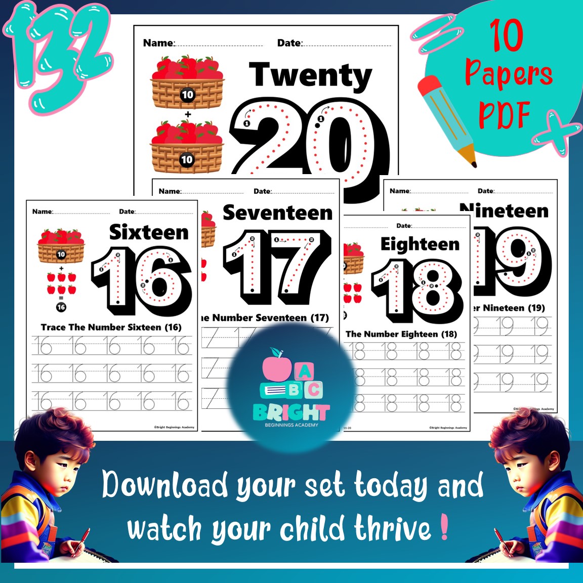 Learn to Write Numbers 11-20 | Printable Tracing Worksheets for Number ...