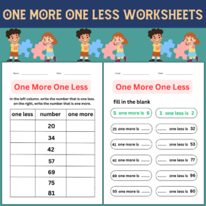 one more one less worksheets for grade 1, 2, 3 | Made By Teachers