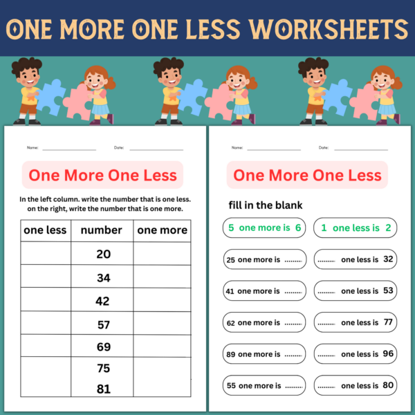 one more one less worksheets for grade 1, 2, 3 | Made By Teachers