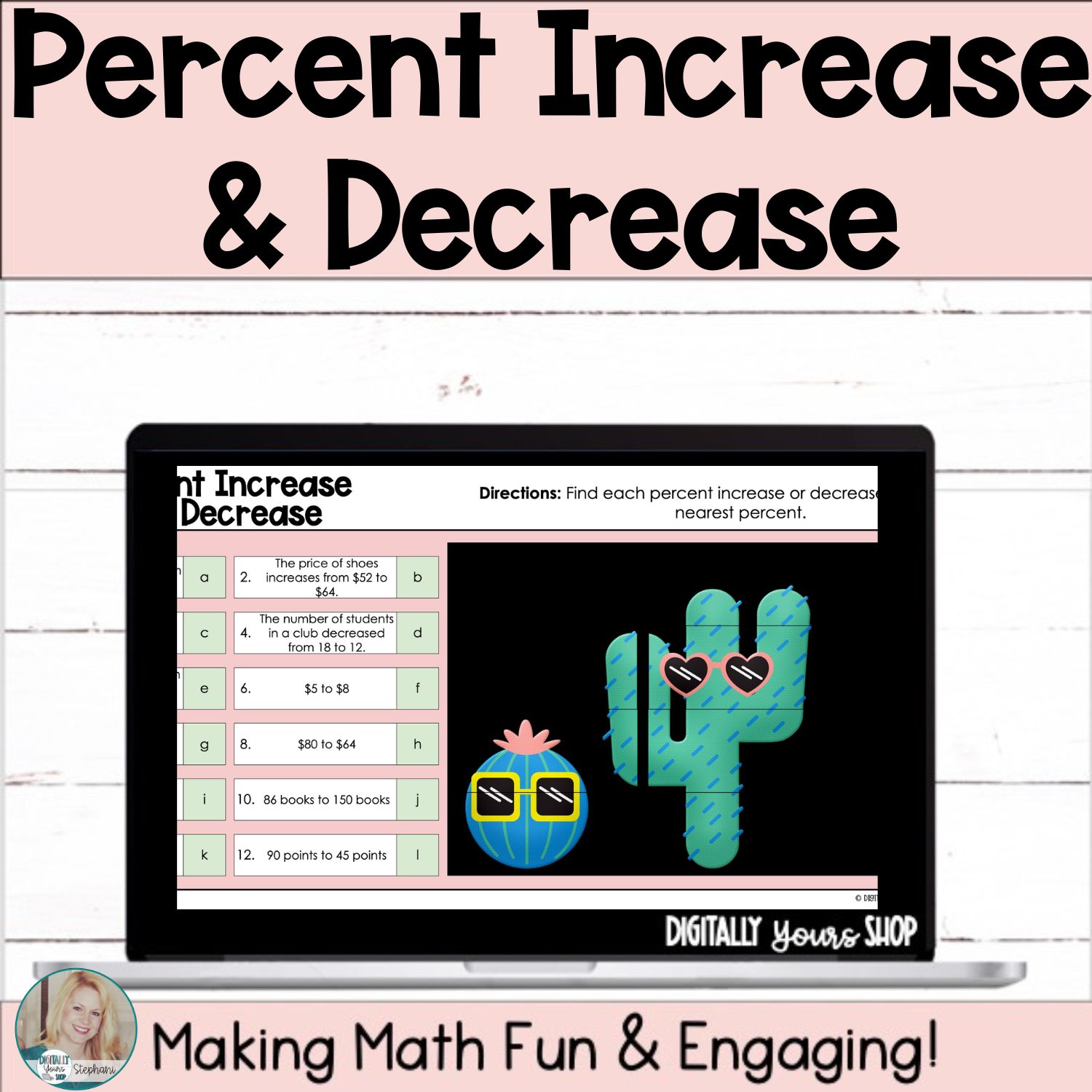 Percent Increase and Decrease Digital Self-Checking Activity | Made By ...