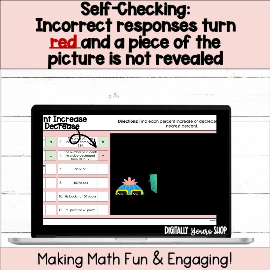 Percent Increase and Decrease Digital Self-Checking Activity | Made By ...