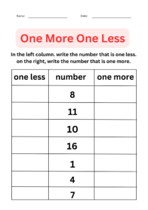 one more one less worksheets for grade 1, 2, 3 | Made By Teachers