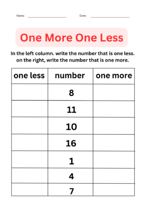 one more one less worksheets for grade 1, 2, 3 | Made By Teachers