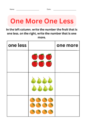 one more one less worksheets for grade 1, 2, 3 | Made By Teachers