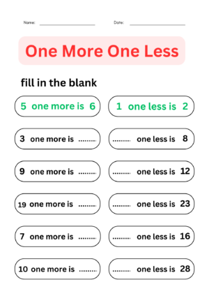one more one less worksheets for grade 1, 2, 3 | Made By Teachers