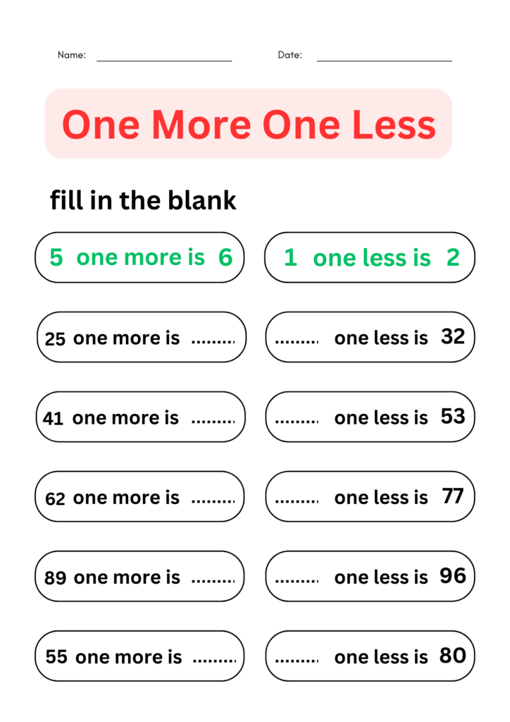 one more one less worksheets for grade 1, 2, 3 | Made By Teachers