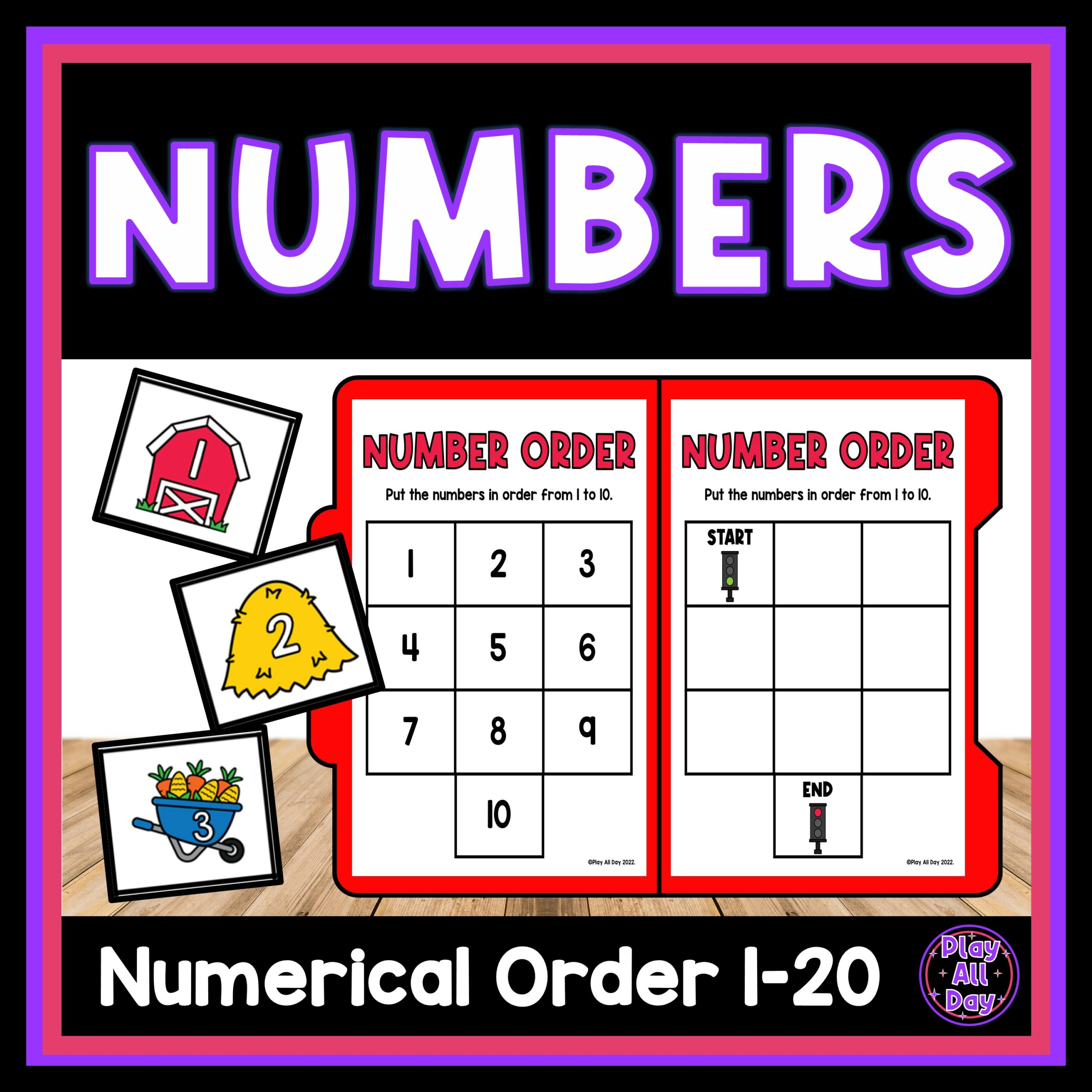 Farm File Folder Activities | Numbers 1 to 20 Numerical Order | Made By ...