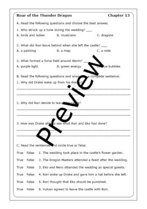 Tracey West "Roar of the Thunder Dragon" worksheets | Made By Teachers