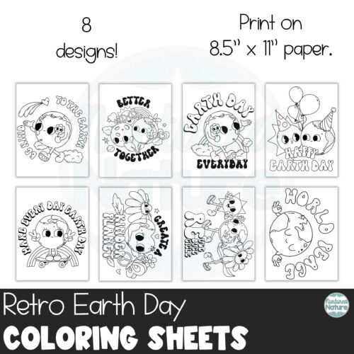 Groovy Retro Earth Day Coloring Pages | Made By Teachers