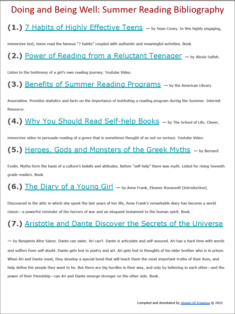 Doing and Being Well: Summer Reading Campaign for Middle and High ...