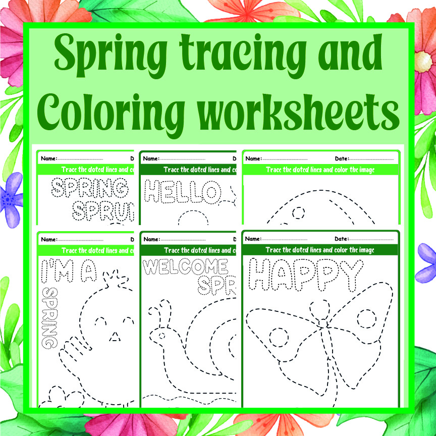 SPRING TIME!! Preschool Tracing and Coloring Worksheets | Made By Teachers