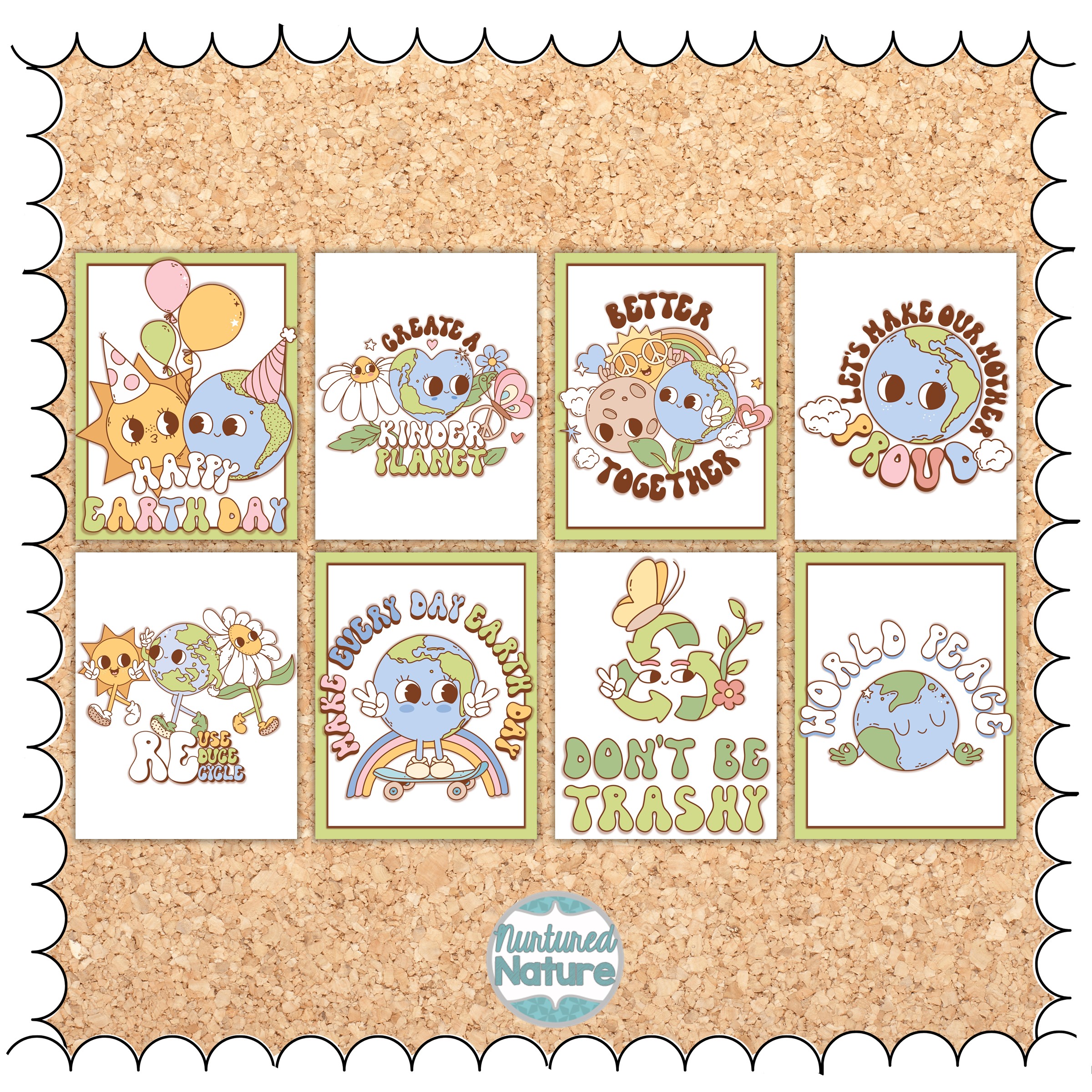 Earth Day Bulletin Board Posters – Groovy Retro Theme | Made By Teachers