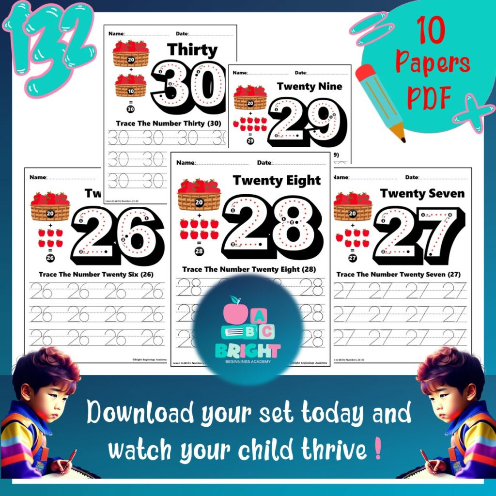 Learn to Write Numbers 21-30 | Printable Tracing Worksheets for Number ...