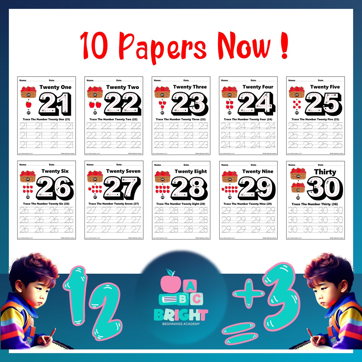 Learn to Write Numbers 21-30 | Printable Tracing Worksheets for Number ...