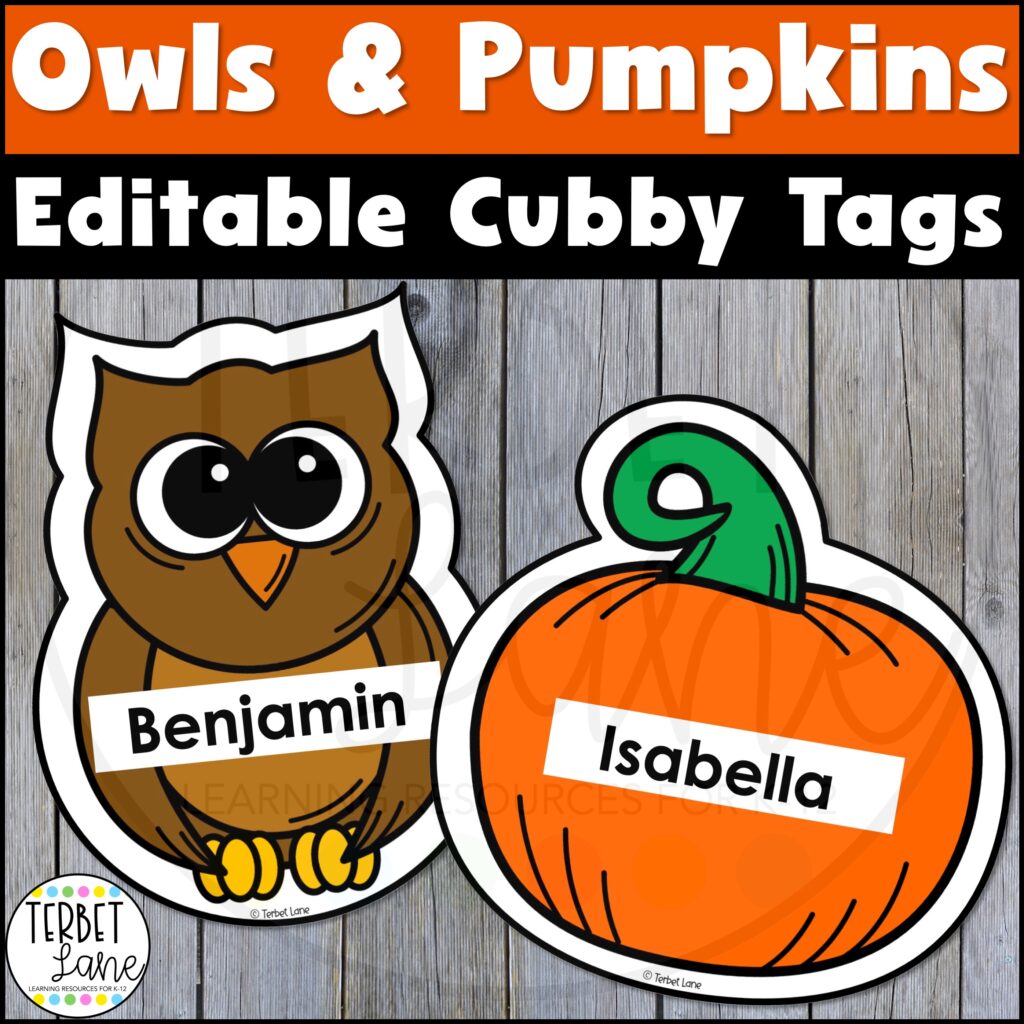 Editable Owls and Pumpkins Fall Cubby Tags | Locker Labels | Made By ...