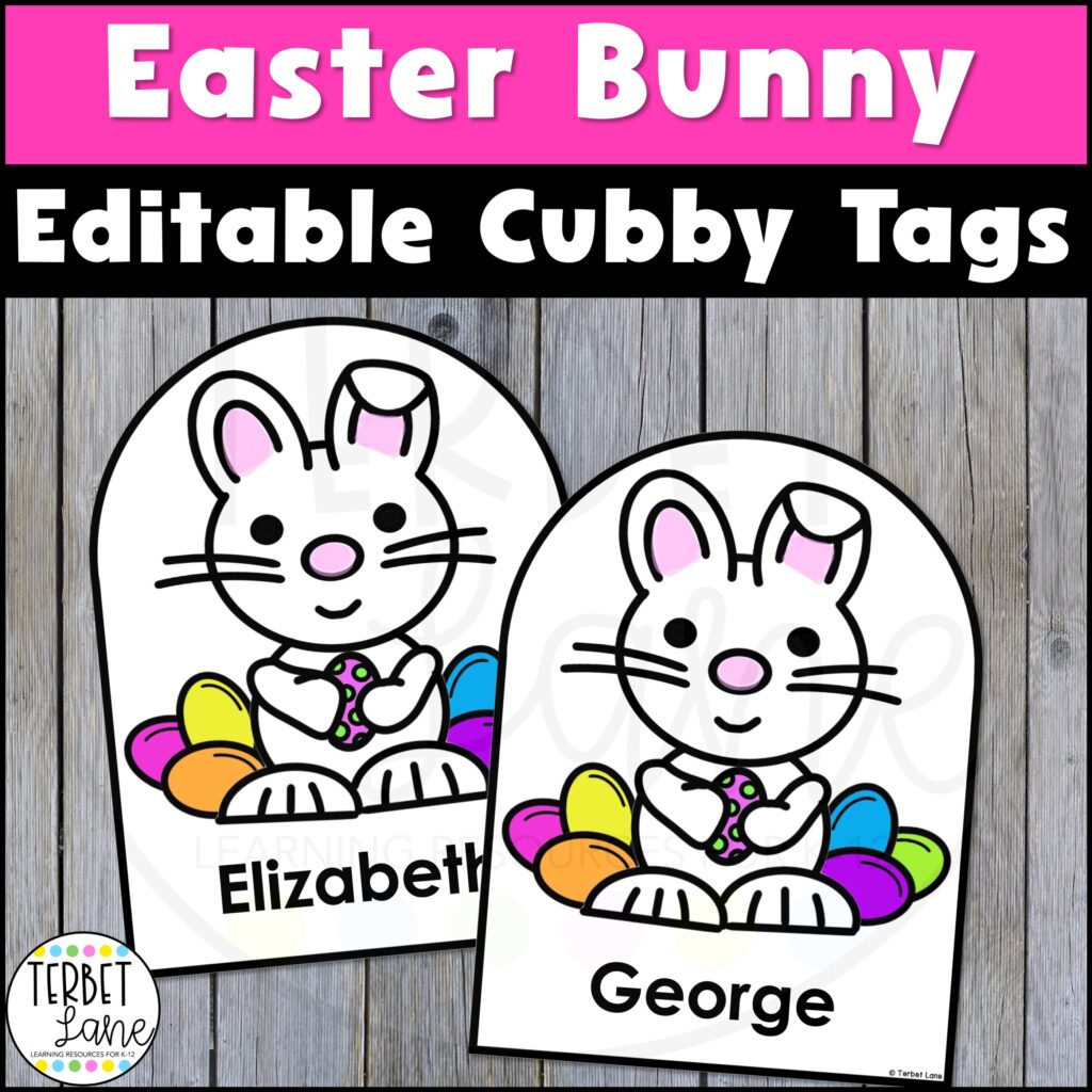 Editable Easter Bunny Cubby Tags | Locker Labels | Made By Teachers