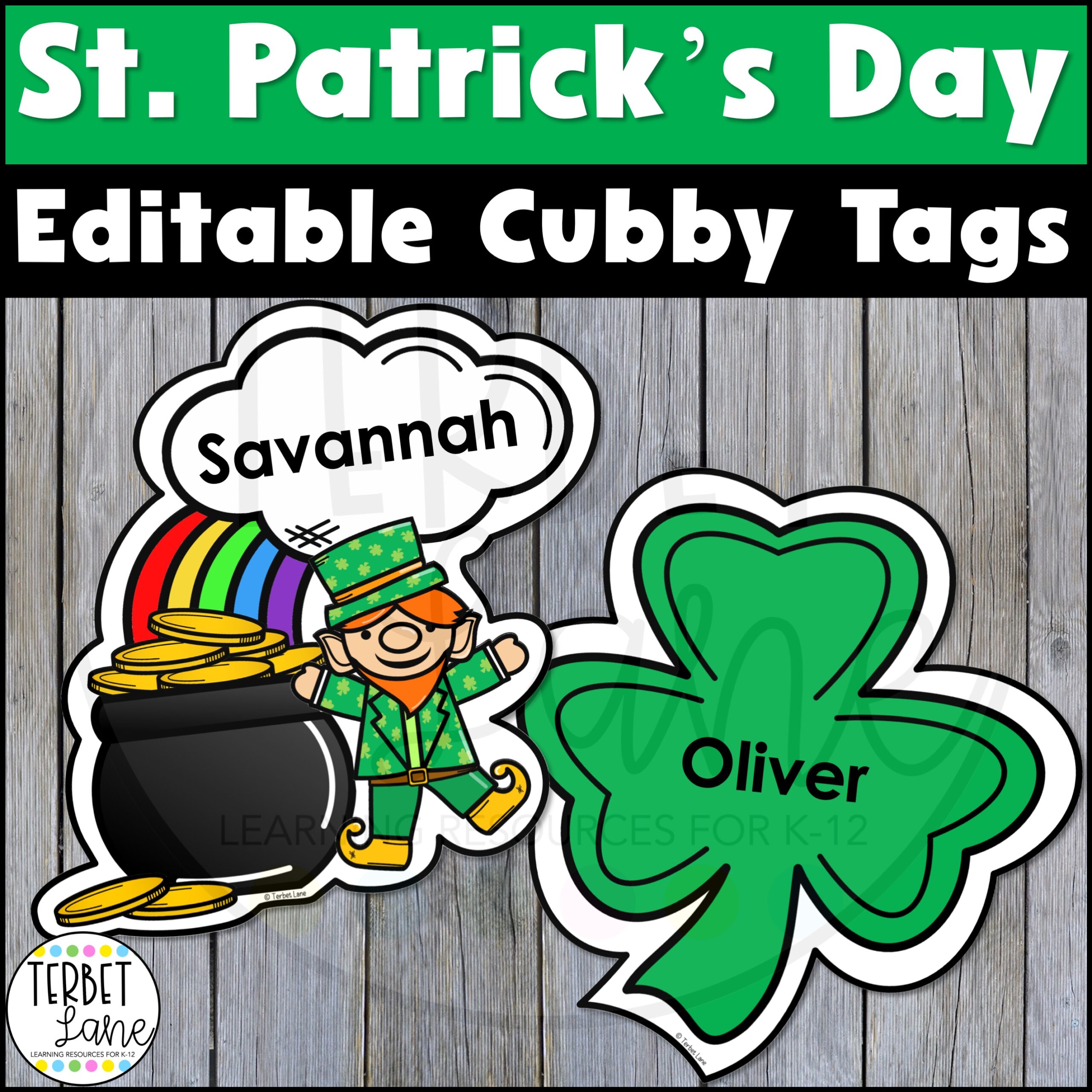 Editable St. Patrick's Day Cubby Tags | Made By Teachers