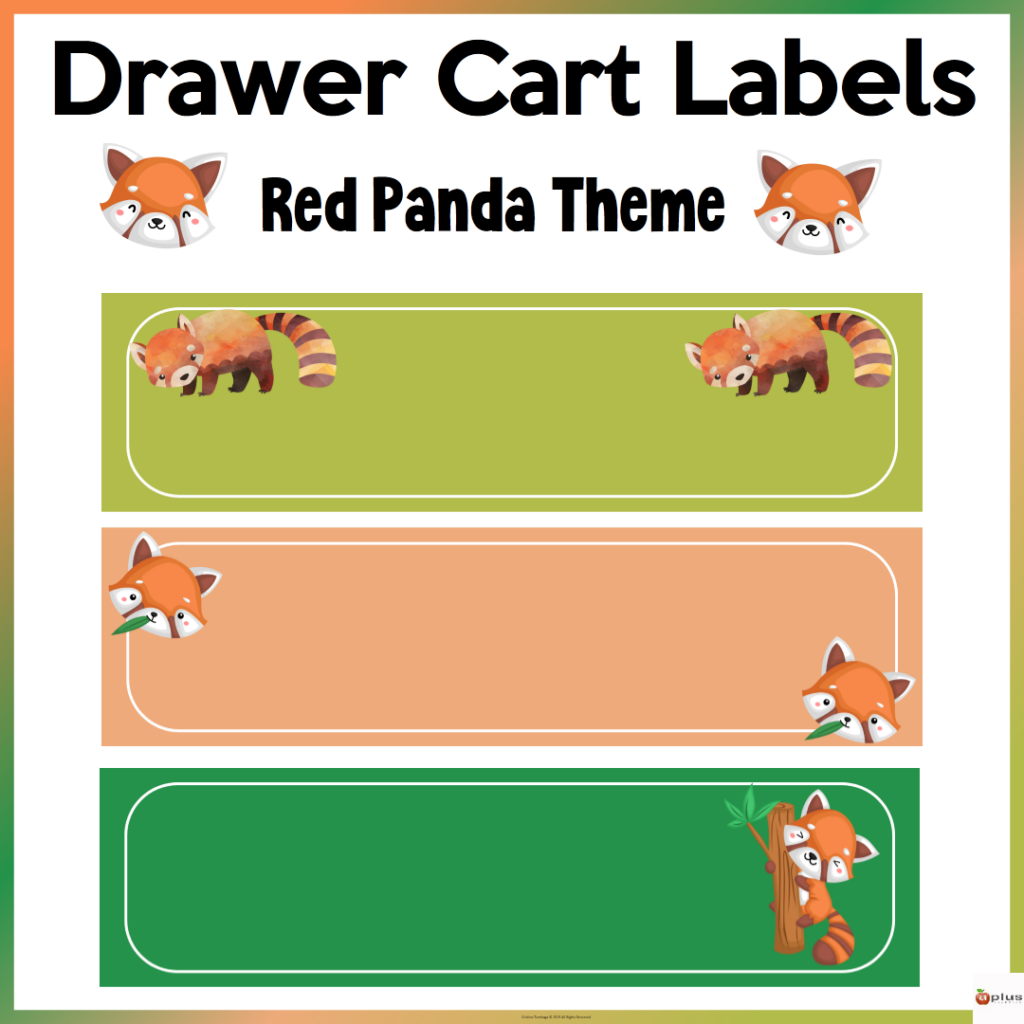 Red Panda Theme Drawer Cart Labels Editable | Made By Teachers