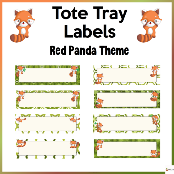 Red Panda Theme Tote Tray Labels Editable | Made By Teachers