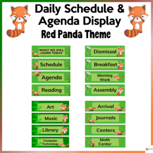 Red Panda Theme Daily Schedule Cards Editable | Made By Teachers
