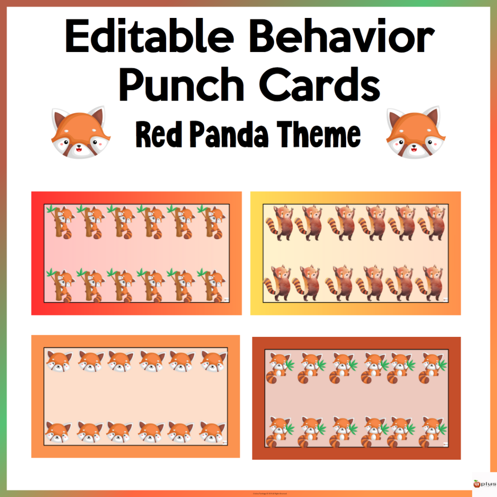 Editable Behavior Punch Cards Red Panda Theme | Made By Teachers