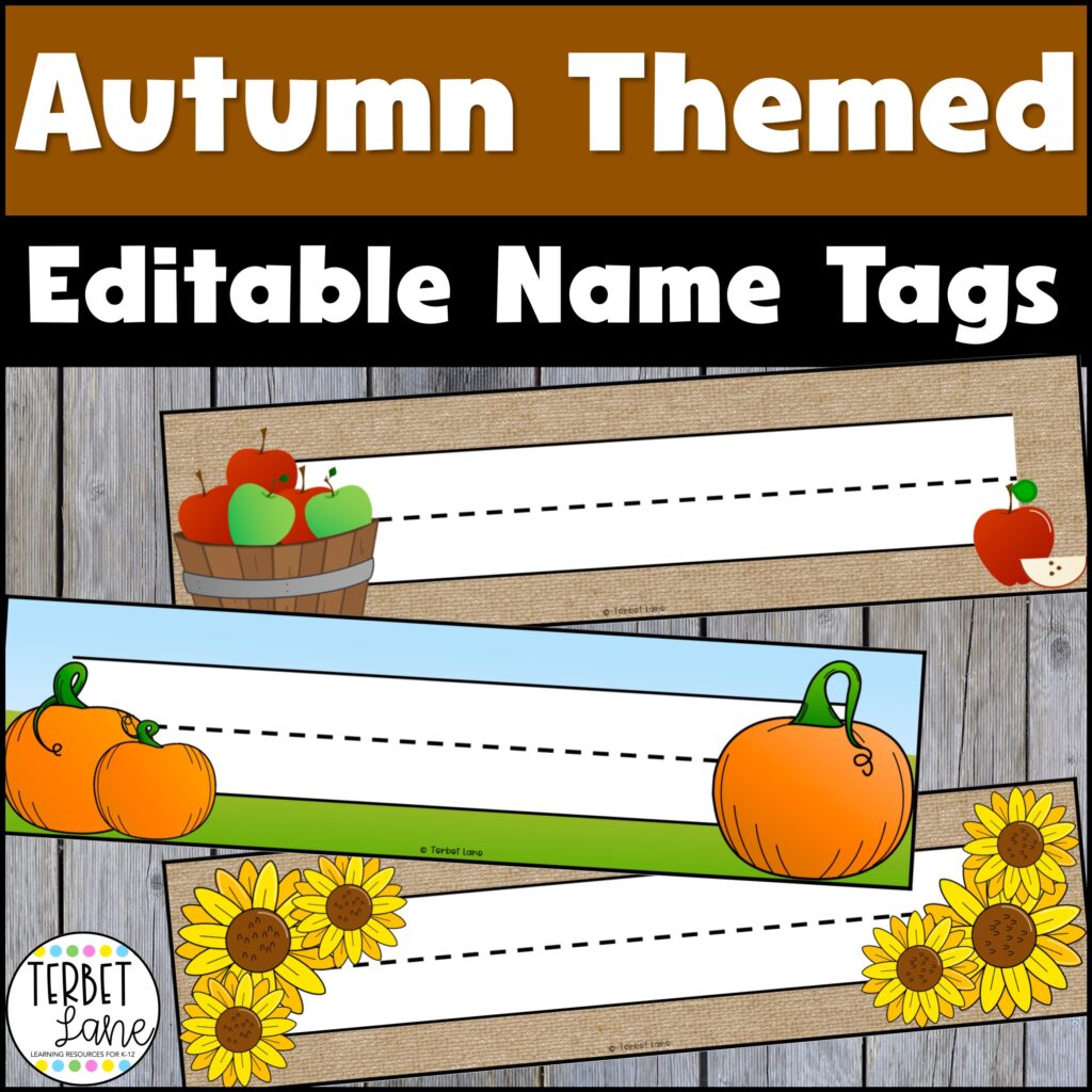 Editable Fall Themed Desk Name Tags | Made By Teachers