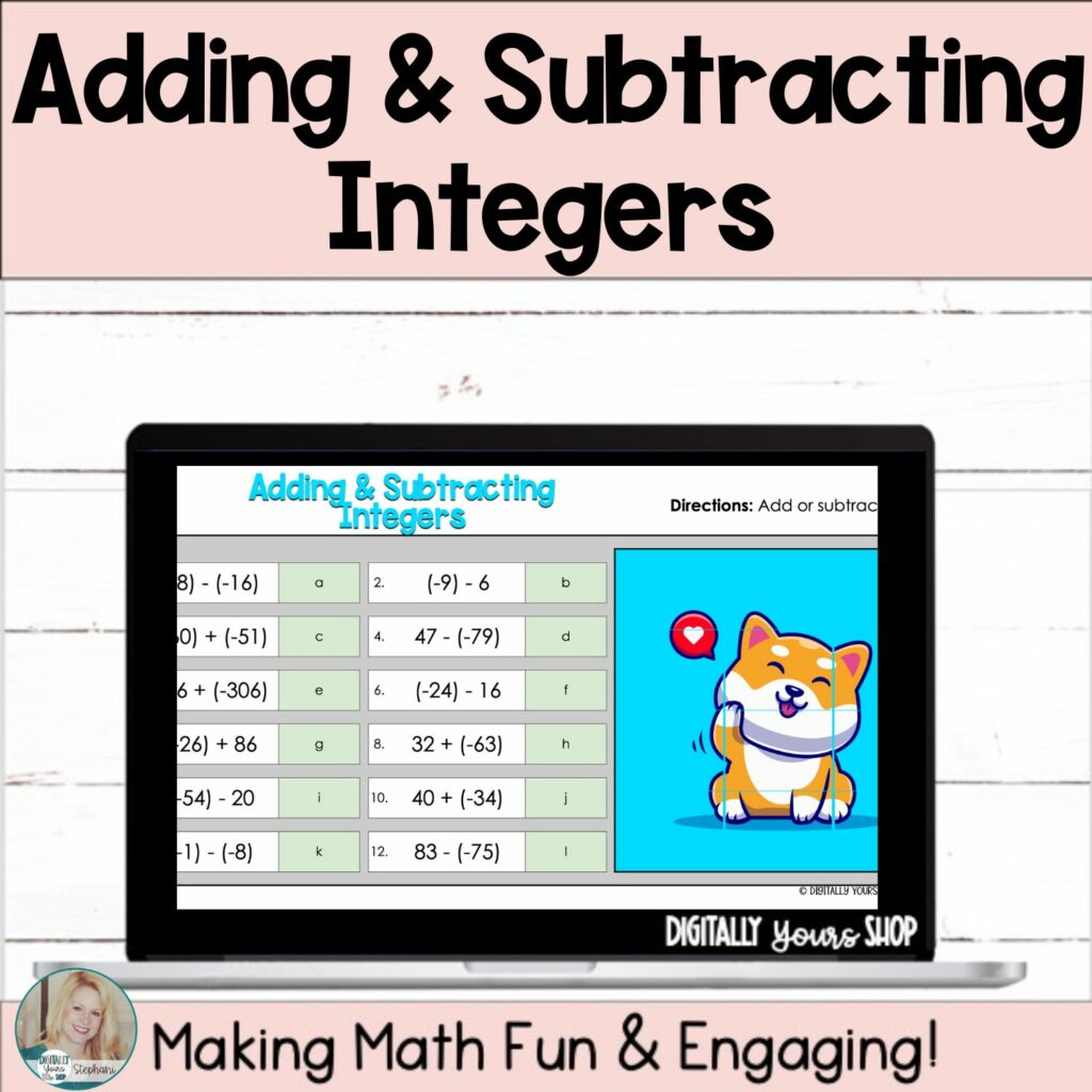 Adding and Subtracting Integers Digital Self-Checking Activity | Made ...