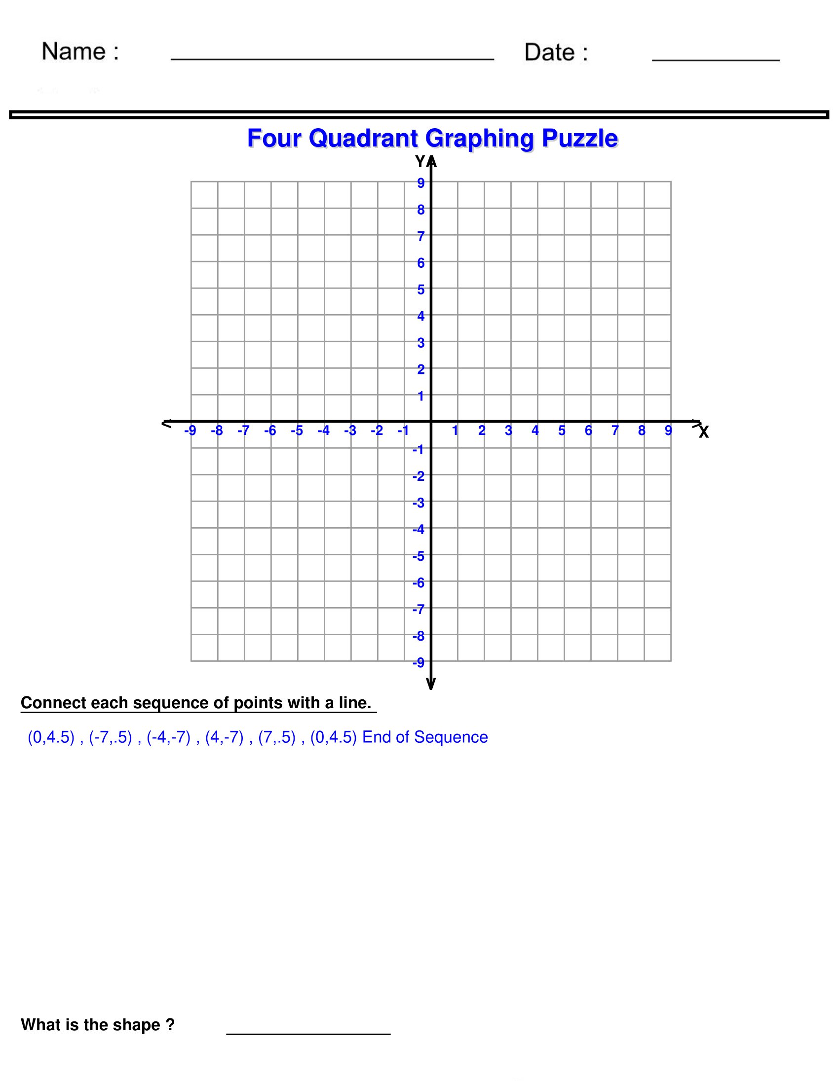 Four Quadrant Graphing Puzzle - Coordinate Worksheets | Made By Teachers