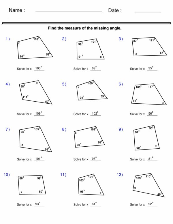 Find the measure of the missing angle - Quadrilaterals and Polygons ...