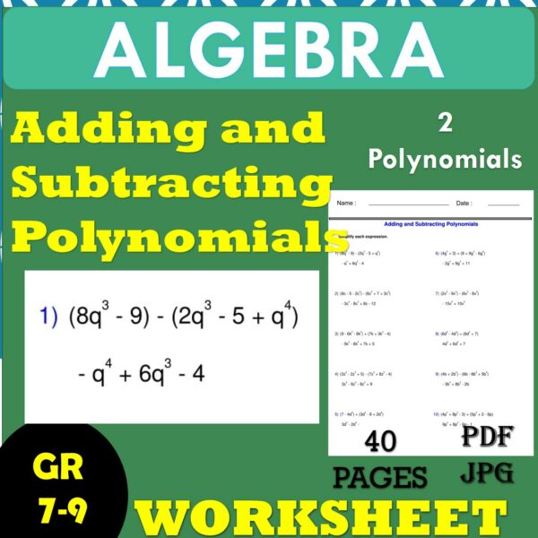 Adding and Subtracting Polynomials - 2 Polynomials | Made By Teachers