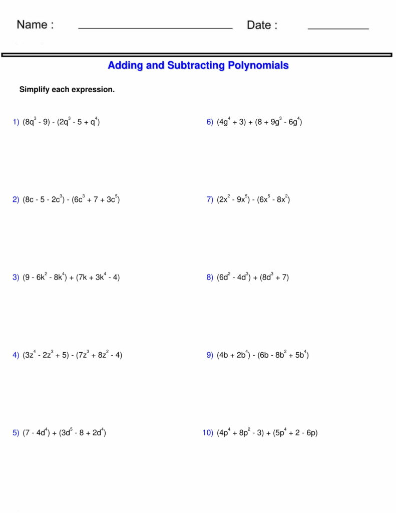 Adding and Subtracting Polynomials - 2 Polynomials | Made By Teachers