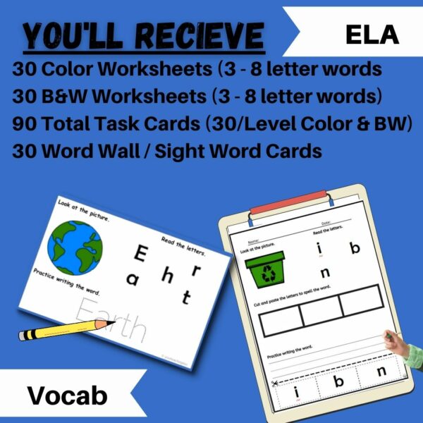 Earth Day Literacy Sight Word Worksheets with Task Cards | Made By Teachers