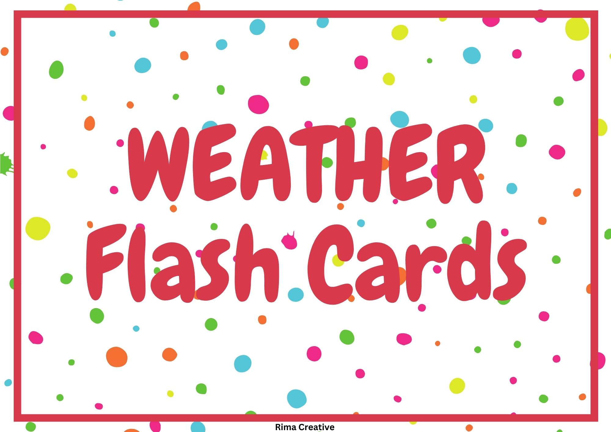 Weather Flash Cards, Climate Vocabulary Cards, ESL, EFL English Word ...