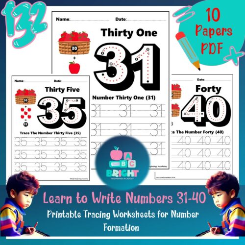 Learn to Write Numbers 31-40 | Printable Tracing Worksheets for Number ...
