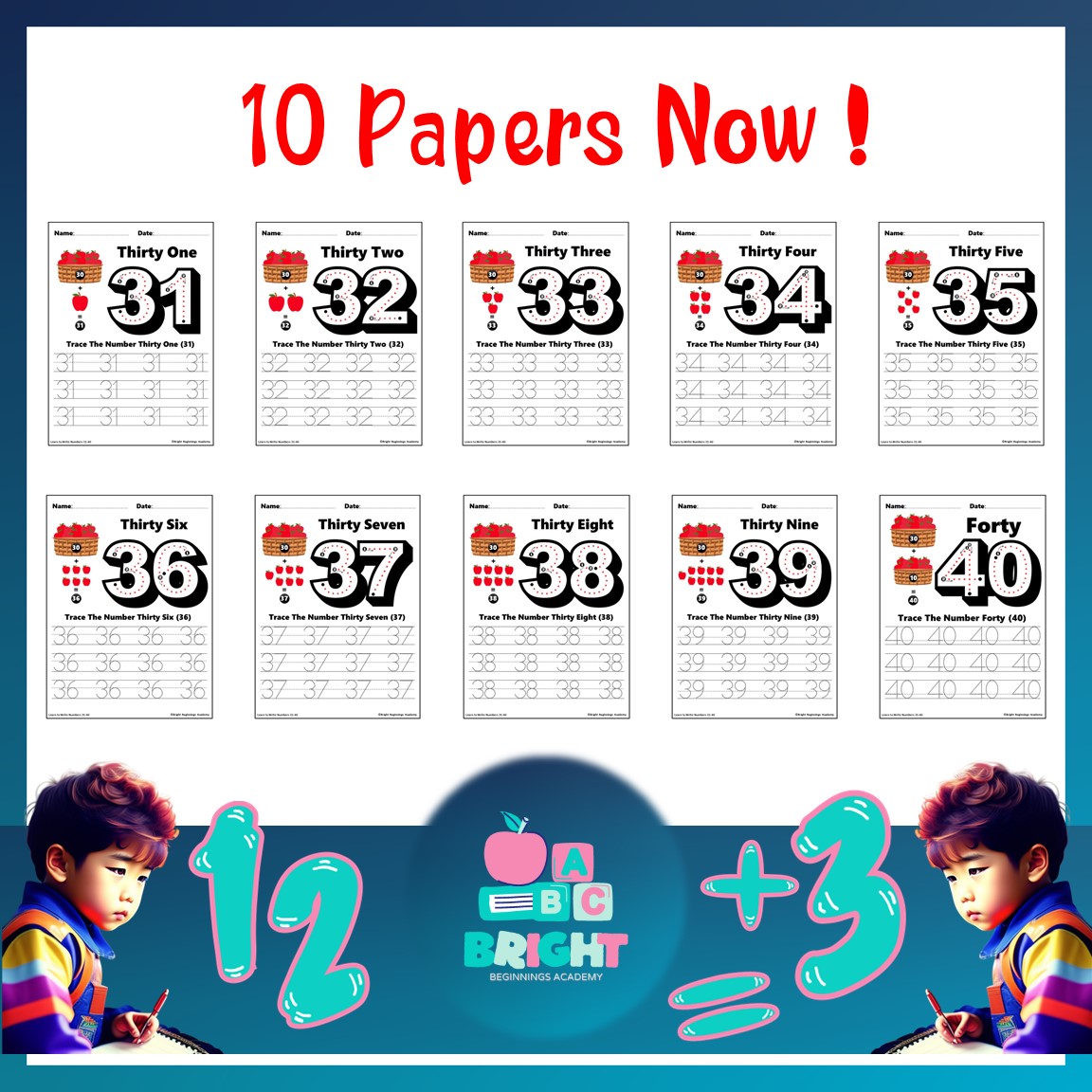 Learn to Write Numbers 31-40 | Printable Tracing Worksheets for Number ...