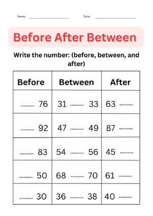 before after and between worksheets for grade 1, 2, 3 | Made By Teachers