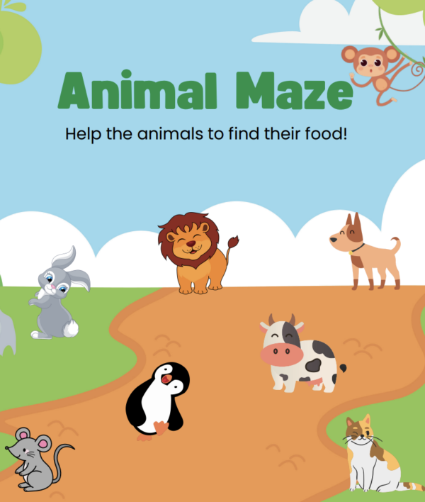 Animal Food Mazes for Kids - Fun and Educational Activity Book (EASY ...