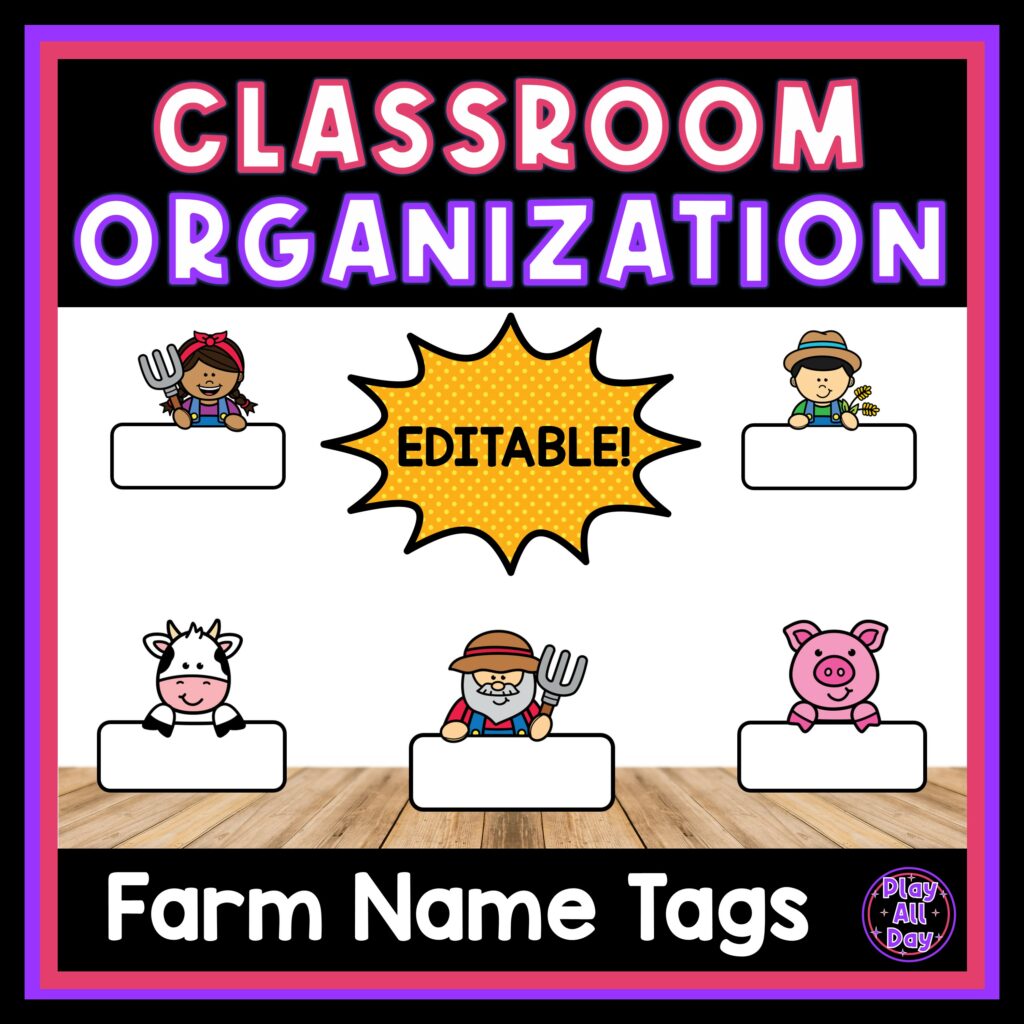 EDITABLE Farm Name Tags | Labels for Classroom Organization | Made By ...