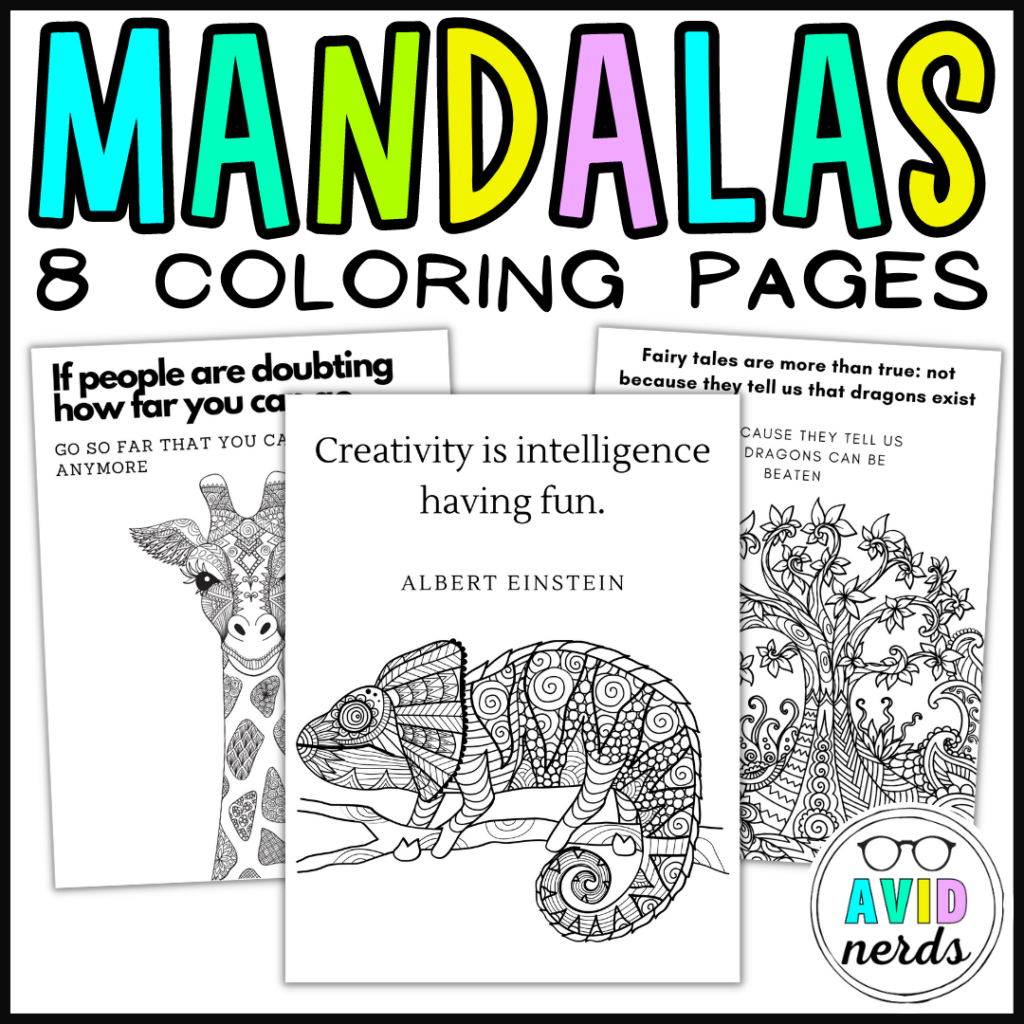 AVID Mandala Coloring Pages with Inspirational Quotes for SEL | Made By ...